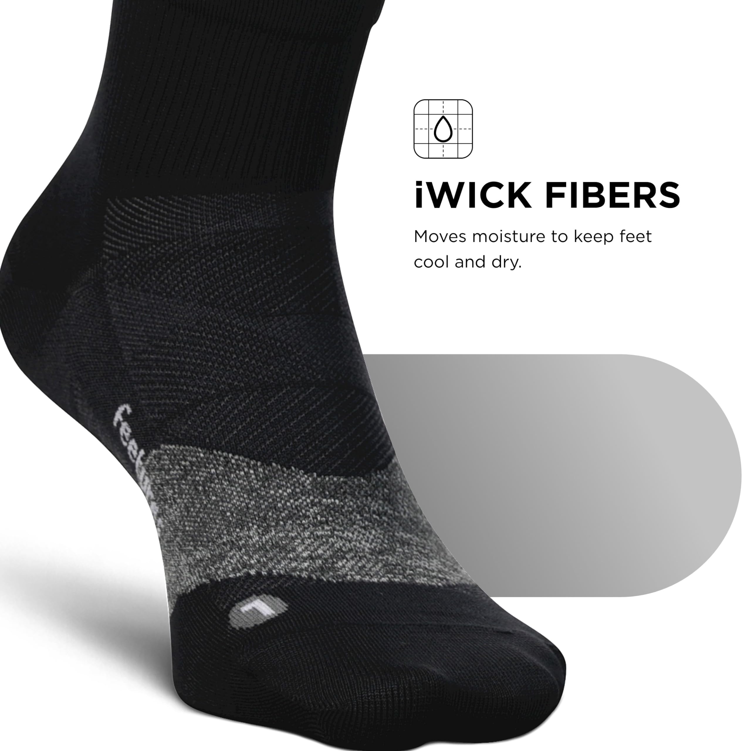 Feetures Elite Ultra Light Cushion Quarter - Sport Sock with Targeted Compression - Bust Out Black, XL (1 Pair)