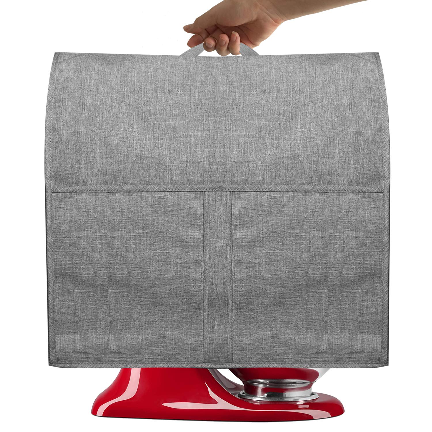 Dust Cover with 4.5-8 Quart Mixers, Cloth Cover with Pockets for Mixers and Extra Accessories… (Gray, Fits for 6-8 Quart)