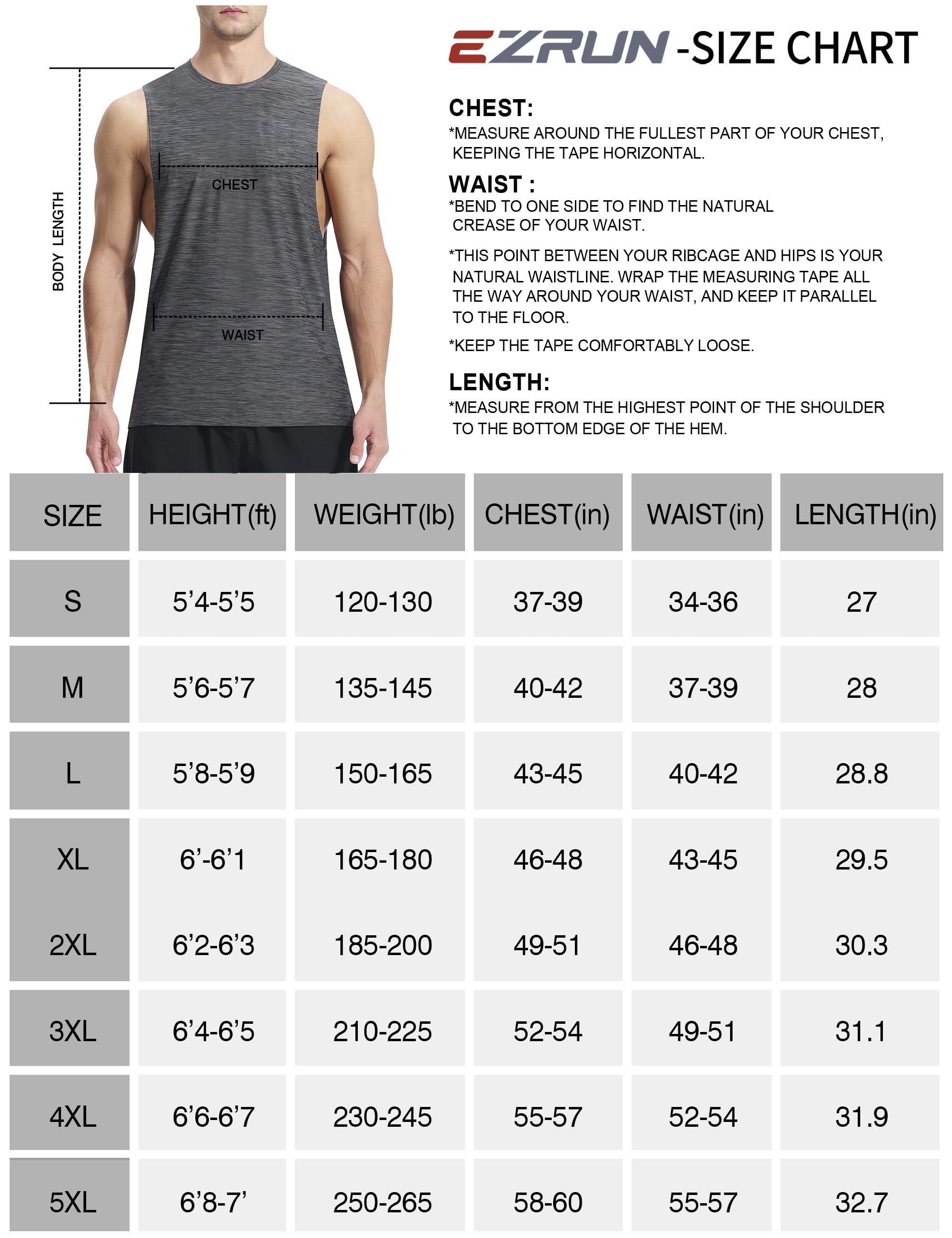 EZRUN Men's Tank Tops Swim Beach Sleeveless Shirt Quick Dry Gym Workout Stringer Muscle Tshirts Big and Tall