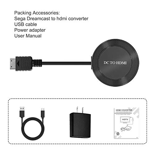 Dreamcast HDMI Converter 4:3/16:9 Aspect Ratio Switch - Simple Plug and Play HDMI Converter for Dreamcast Dreamcast Cable to HDMI - The Best Dreamcast AV Cable