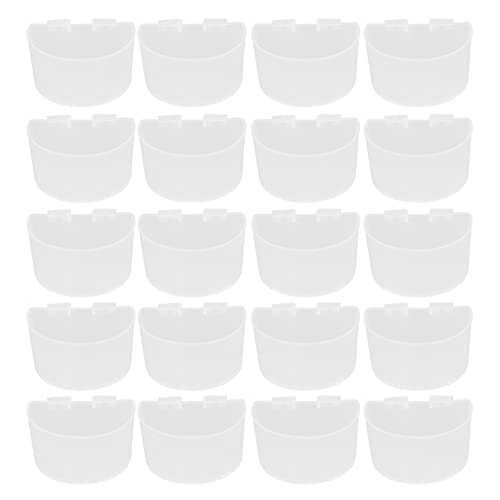 TOPINCN 20pcs Cage Cups Bird Feeders, Bird Food Bowl Hanging Water Cup Parrot Food Bowl Plastic Parrot Water Feeding Cup Birdcage Feeder for Parrot Poultry Pigeon(L-White)