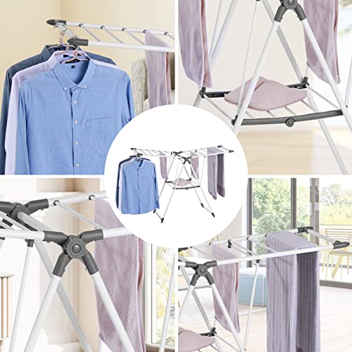YUBELLES 53.54 * 20.28 * 36.02in Clothes Drying Rack, Gullwing Space-Saving Laundry Rack, Space Saving Laundry Drying Rack, Easy Storage Laundry Indoor and Outdoor Use