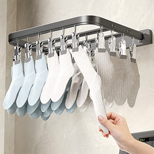 NEWRAIN Clothes Drying Rack, Aluminum Alloy Laundry Clothing Drying Hanger with 26 Pegs for Drying Towels, Bras, Lingerie, Baby Clothes,Socks