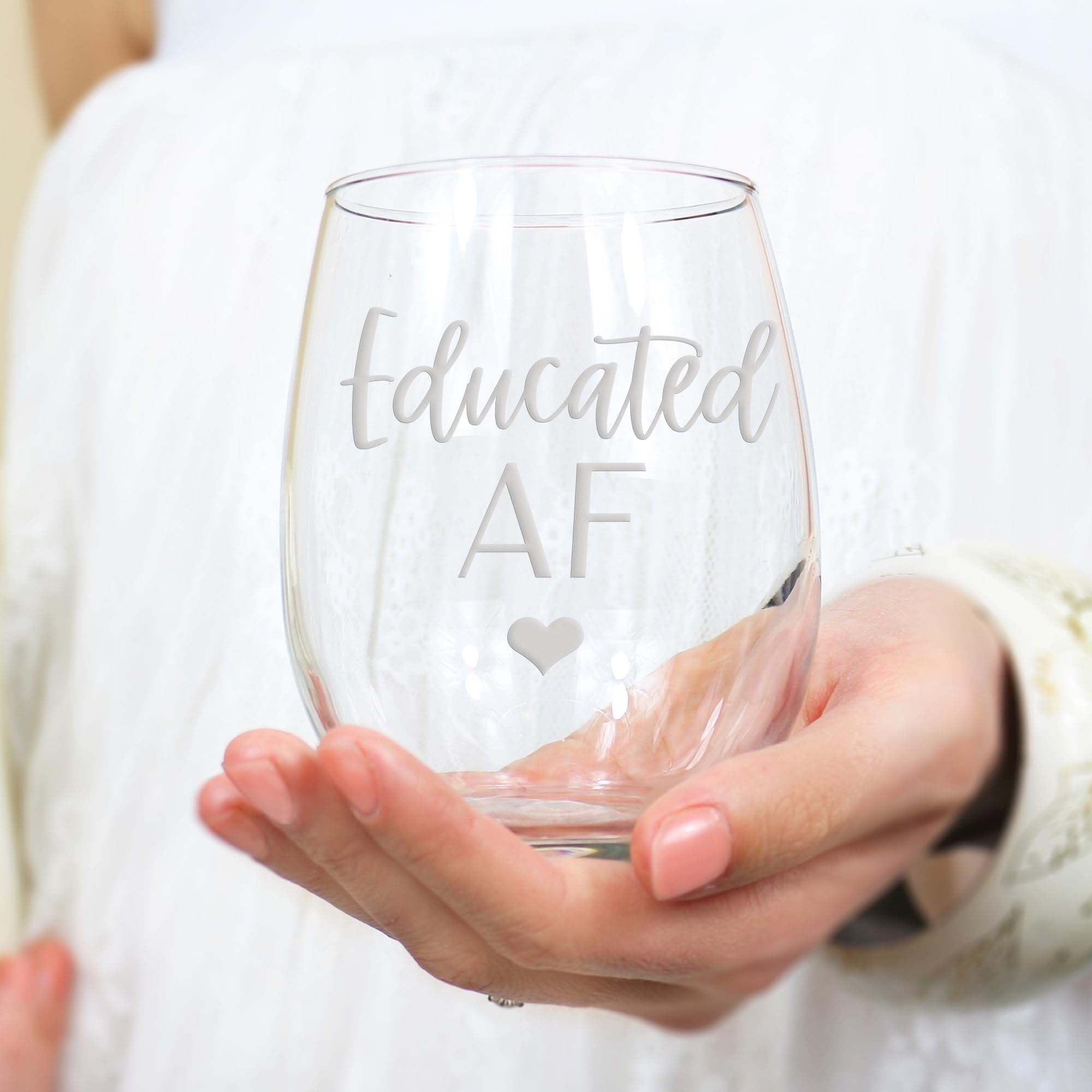 Educated AF Graduation Grad School Student Stemless Wine Glass - Grad Gift, Graduation Gift, Grad Student, Gift For Grad, Because Grad School, Grad School Gift, Medical School Gift