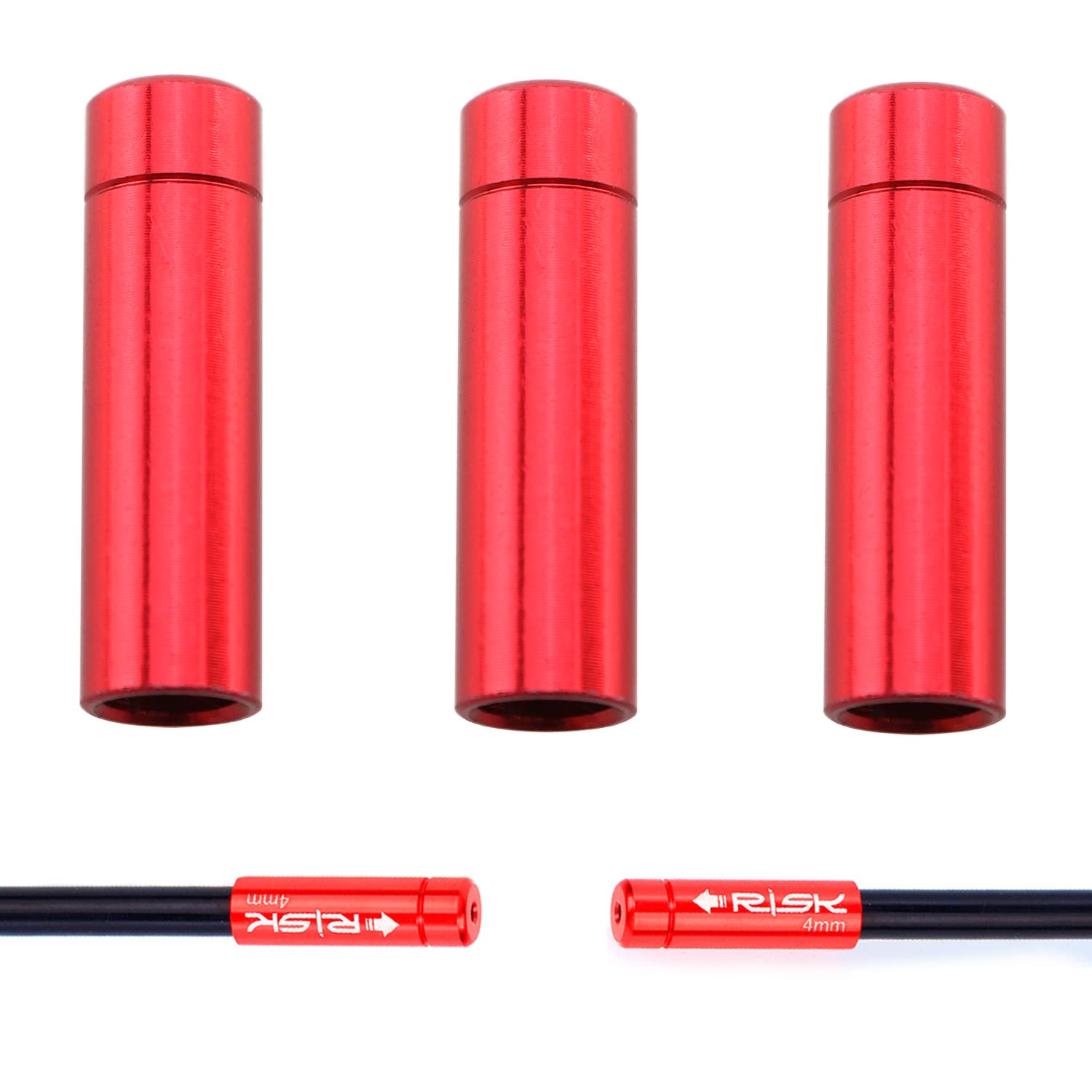 E-outstanding Cable End Crimp 10PCS 4mm Red Aluminum Alloy Bicycle Derailleur Shift Brake Cable End Cap for Mountain Bike Road Bike Bicycle Brake Cable End Cover