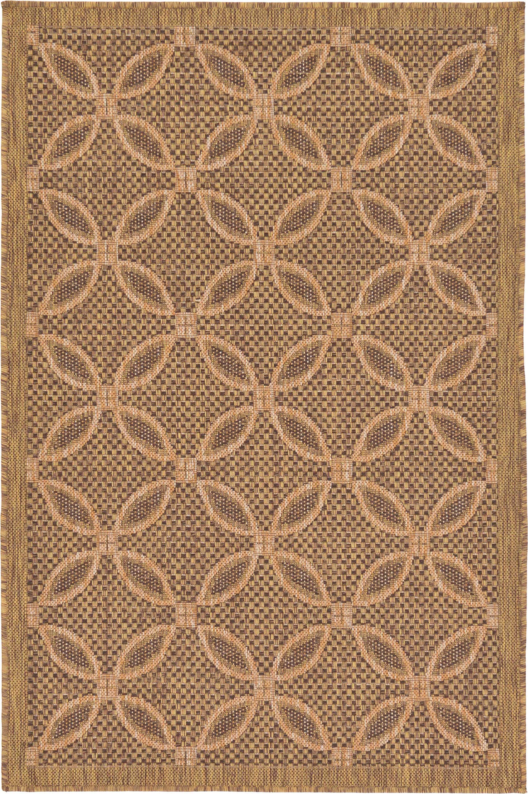 Unique Loom Outdoor Trellis Collection Area Rug - Spiral (3' 3" x 5' 1" Rectangle, Light Brown/ Brown)