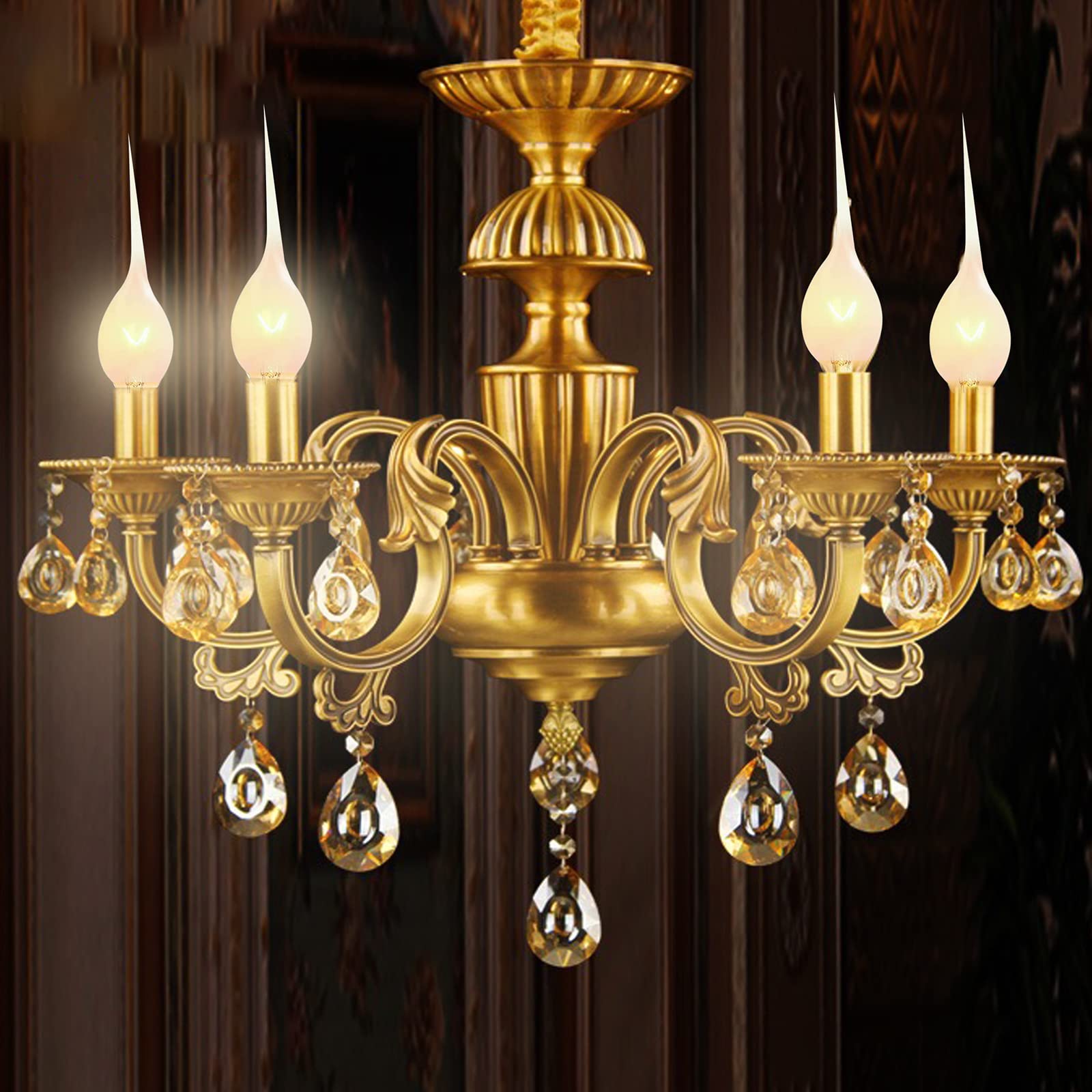 Konictom Silicone Dipped Candle Light Bulbs,Clear Silicone Decorative Light Replacement Bulbs 120 Volt 5 Watts,C7/E12 Candelabra Base for Christmas Chandelier Electric Window Candle,12 Pack
