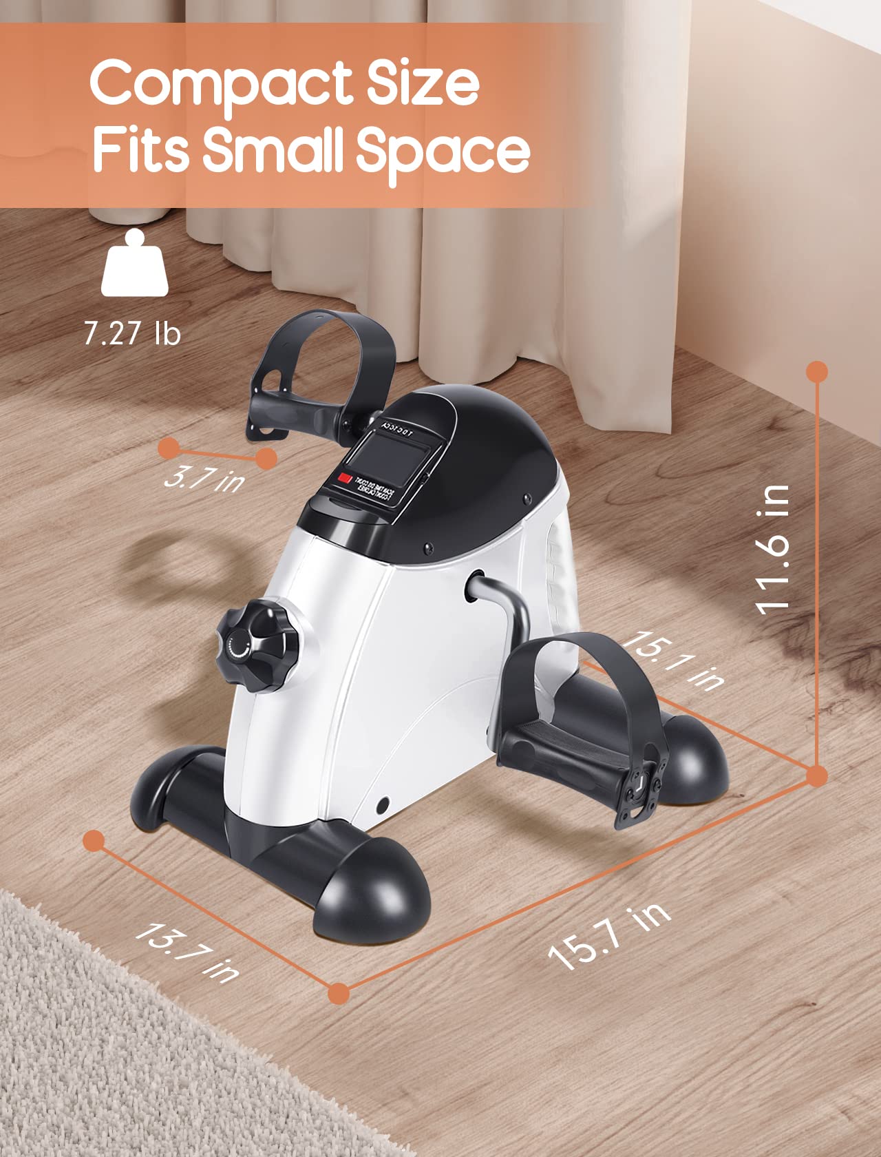 FEIERDUN Mini Exercise Bike, Under Desk Bike Pedal Exerciser for Arm/Leg Exercise, Adjustable Magnetic Resistance Desk Cycle with LCD Screen Display for Home/Office Workout