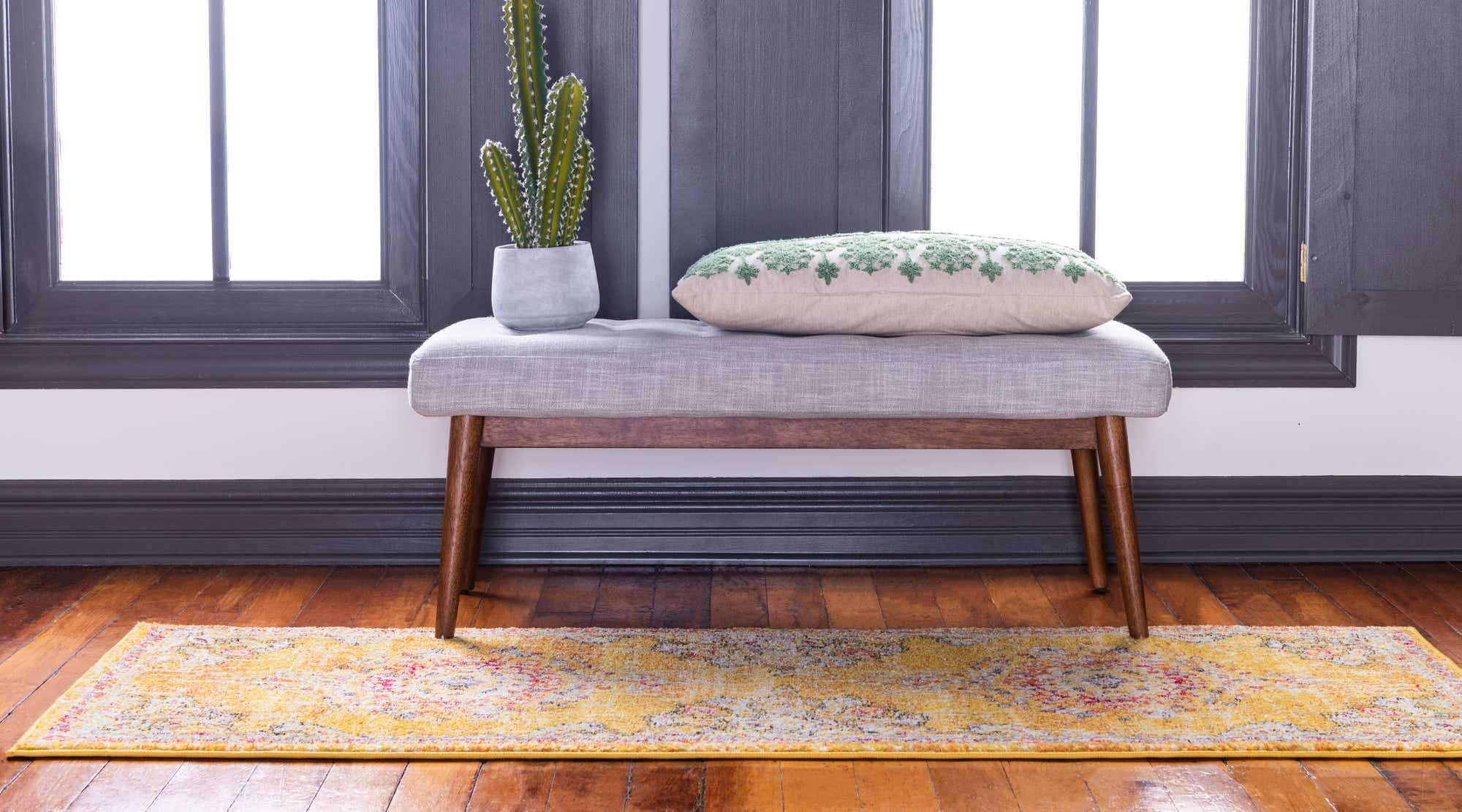 Unique Loom Penrose Collection Area Rug - Alexis (2' 2" x 6' 1" Runner, Gold/ Gray)