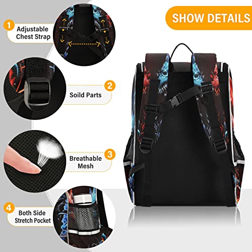 ODAWA Red Blue Dragon School Backpacks for Boy Kids Large Capacity Bookbags with Chest Strap for School and Travel