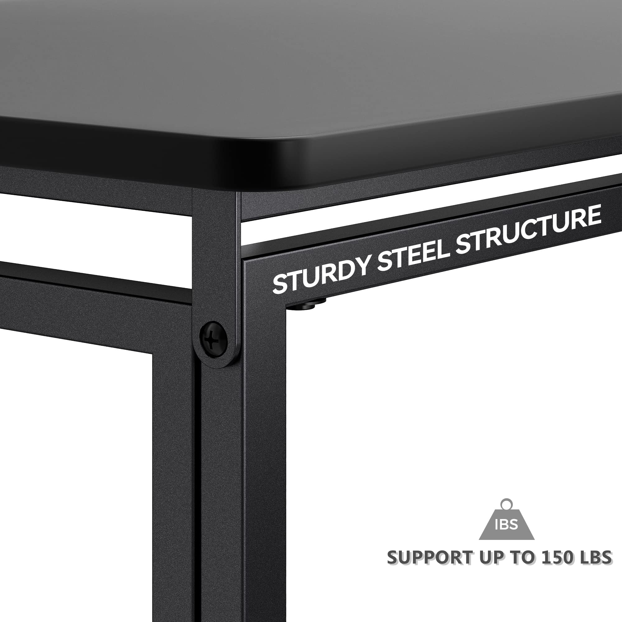 EUREKA ERGONOMIC Folding Desk, Foldable Computer Desk 43 Inch, No Assembly Desk for Study Student Writing Home Office Workstation Bedroom, Portable Desk with Adjustable Feet, Space Saving, Black