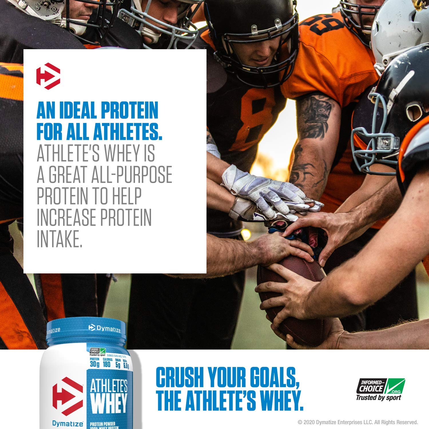 Dymatize Athlete's Whey Protein Powder, 30g of Protein, 6.6g BCAAs, Chocolate, 40 Servings (Pack of 1), 40 Count