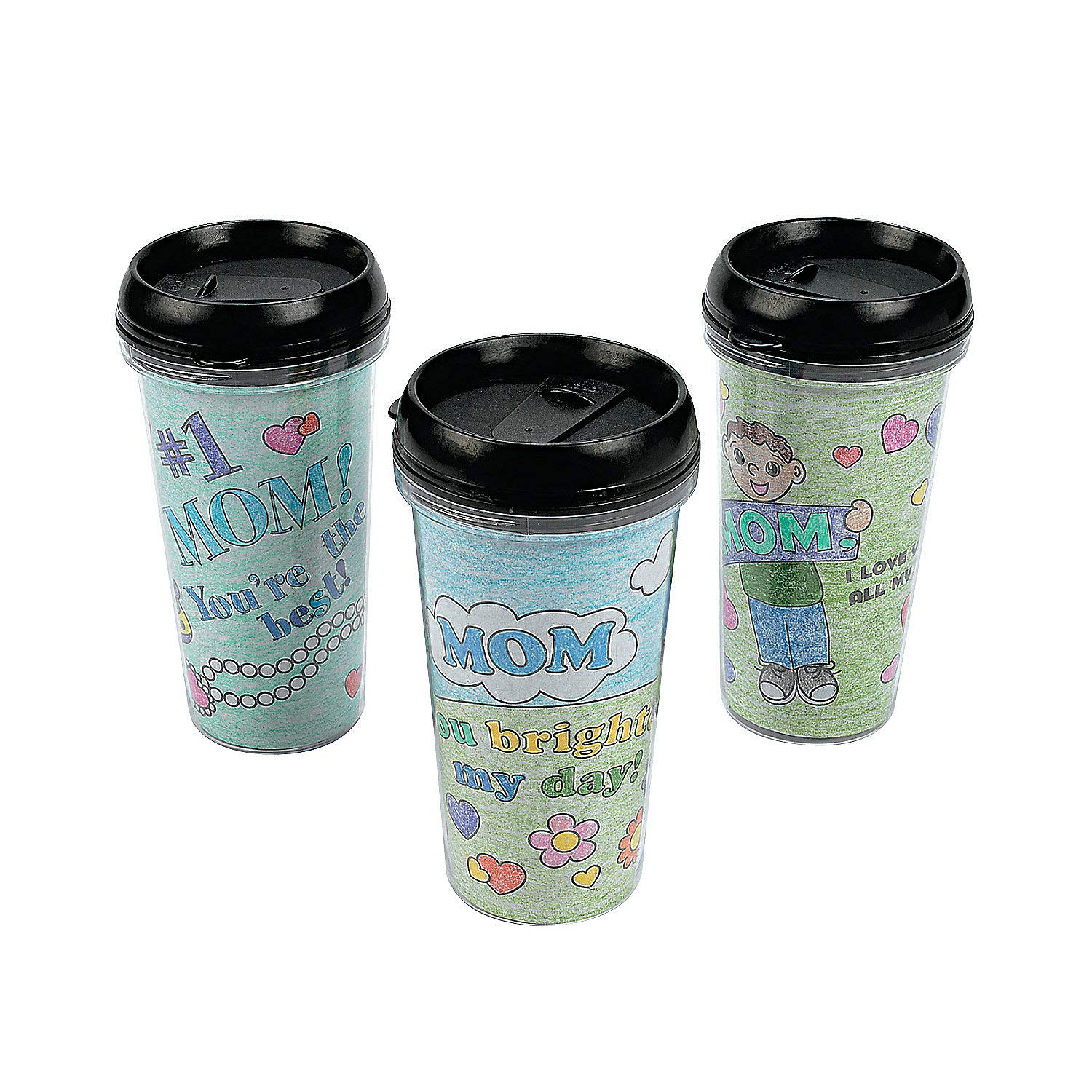 Fun Express Color Your Own Mom Travel Coffee Mugs - Set of 6 - Mother's Day Crafts for Kids