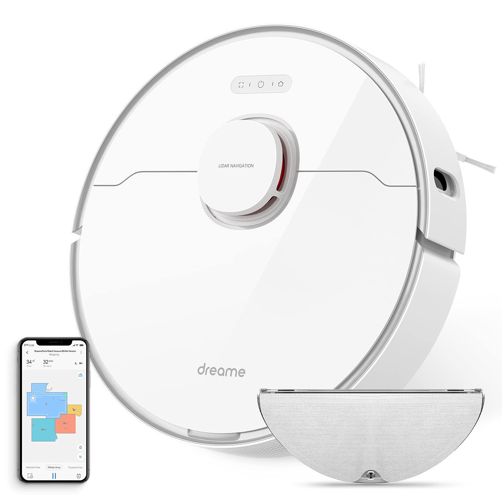 Dreametech L10 Pro Robot Vacuum and Mop, 4000Pa Strong Suction, 2.5h Runtime, Works with Alexa/Google Home/APP, 3D Obstacle Avoidance, Superb LiDAR Navigation, Ideal for Pet Hair, Carpets, Hard Floor