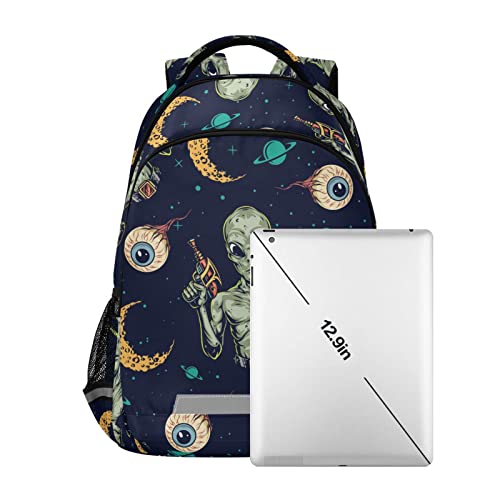 NFMILI Cartoon Alien Element Kids Backpack Lightweight Middle School Elementary Bookbags for Boys Girls School Bag with Chest Strap 11.6 X 6.9 X 16.7 in