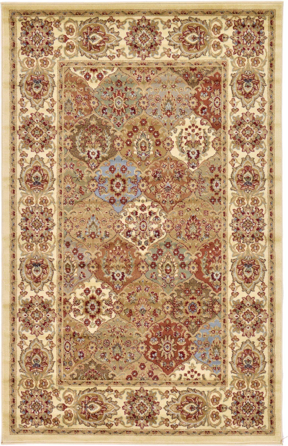 Unique Loom Voyage Collection Traditional Oriental Classic Intricate Medallion Design Area Rug, Rectangular 5' 3" x 8' 0", Ivory/Brown