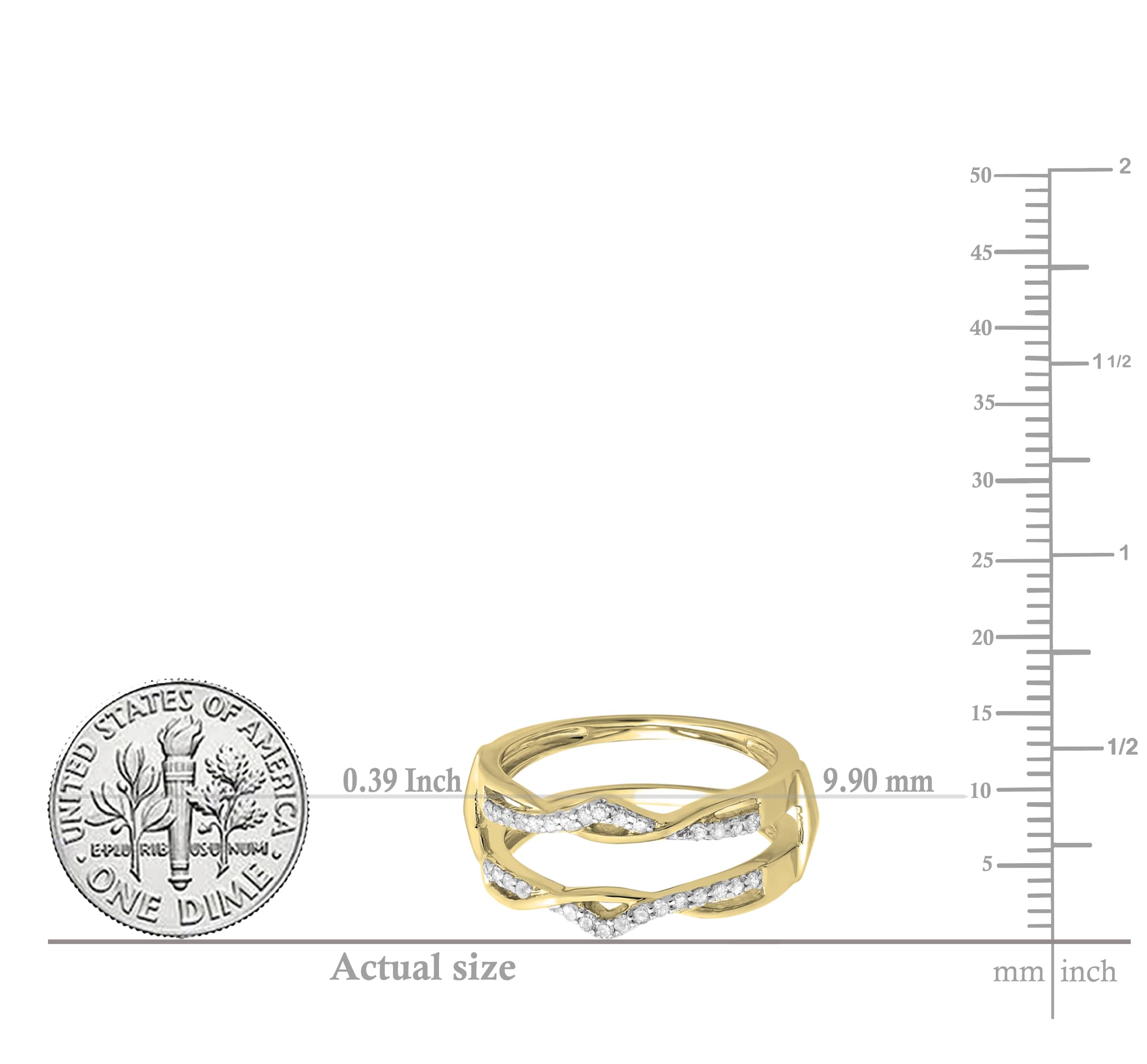 Dazzlingrock Collection 0.25 Carat Round White Diamond Twisted Chevron Wedding Enhancer Ring for Women in 14K Yellow Gold Size 9