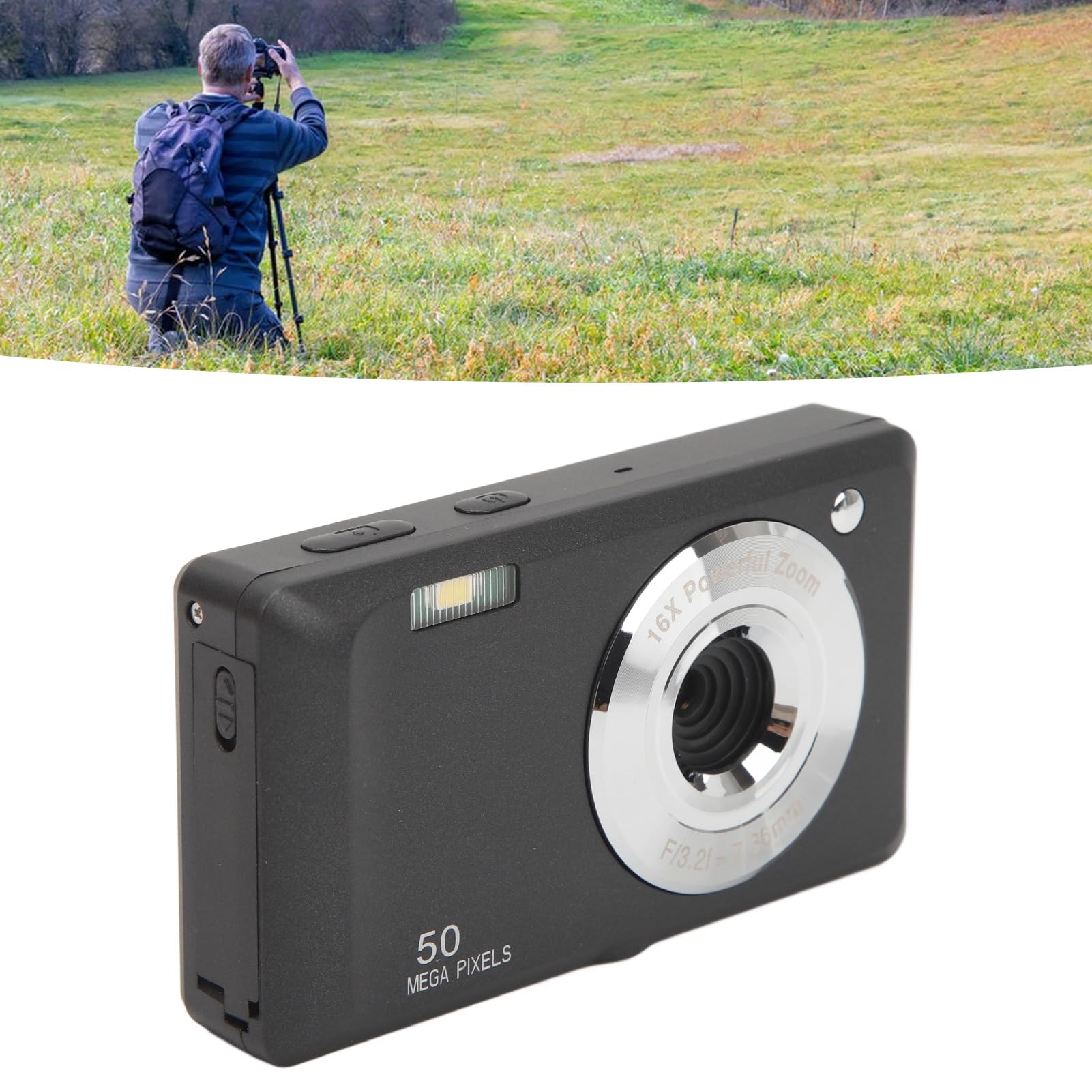 Digital Camera for Kids, 1080P Digital Camera Video Camera 16X Digital Zoom, Compact Point and Shoot Camera Portable Small Camera for Teens Students Boys Girls Seniors (Black)