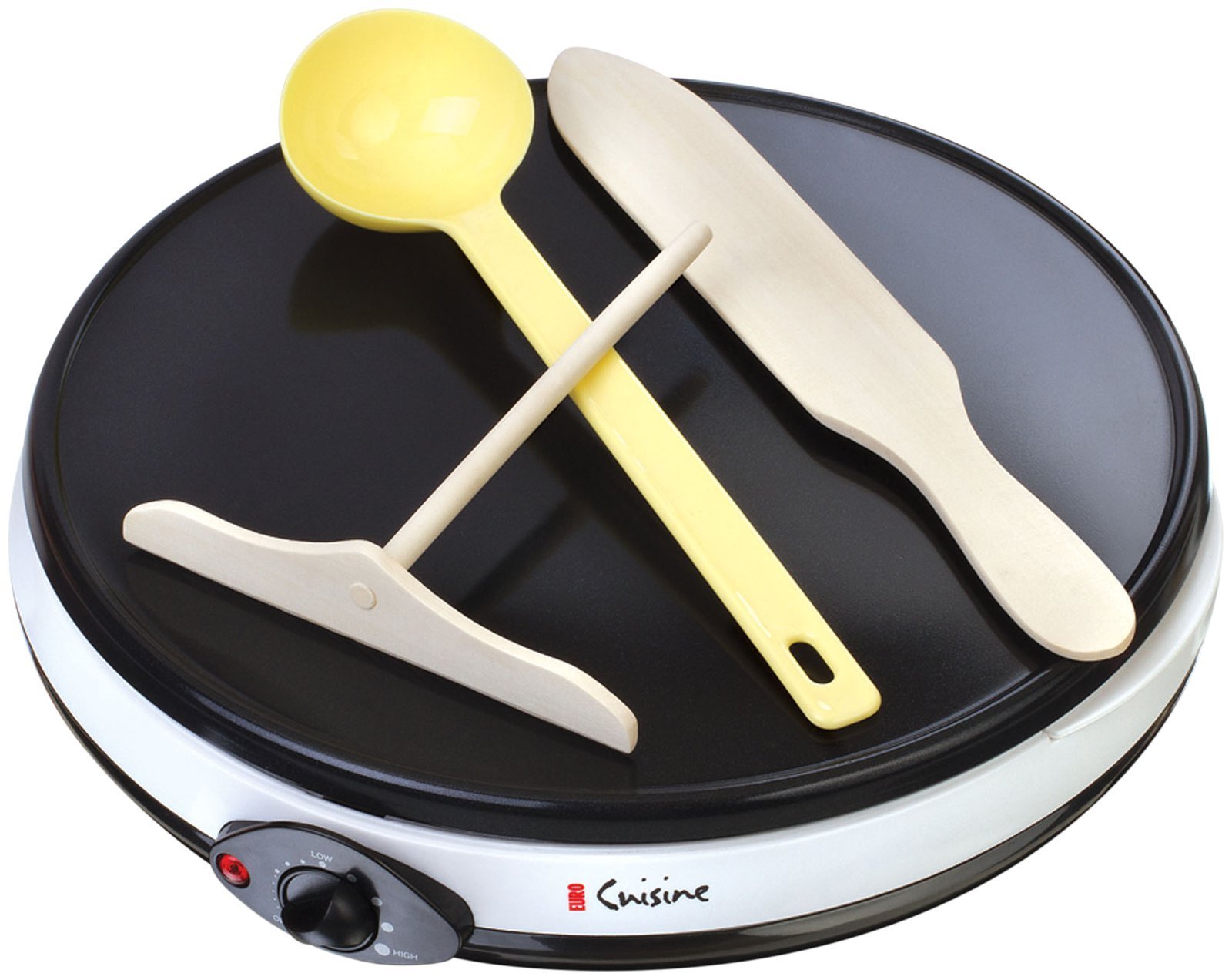 Euro Cuisine CM20 Electric Crepe Maker, 12-Inch Non-Stick Pancake Dosa Maker Machine, Electric Pancake Griddle Crepe Pan with Accessories