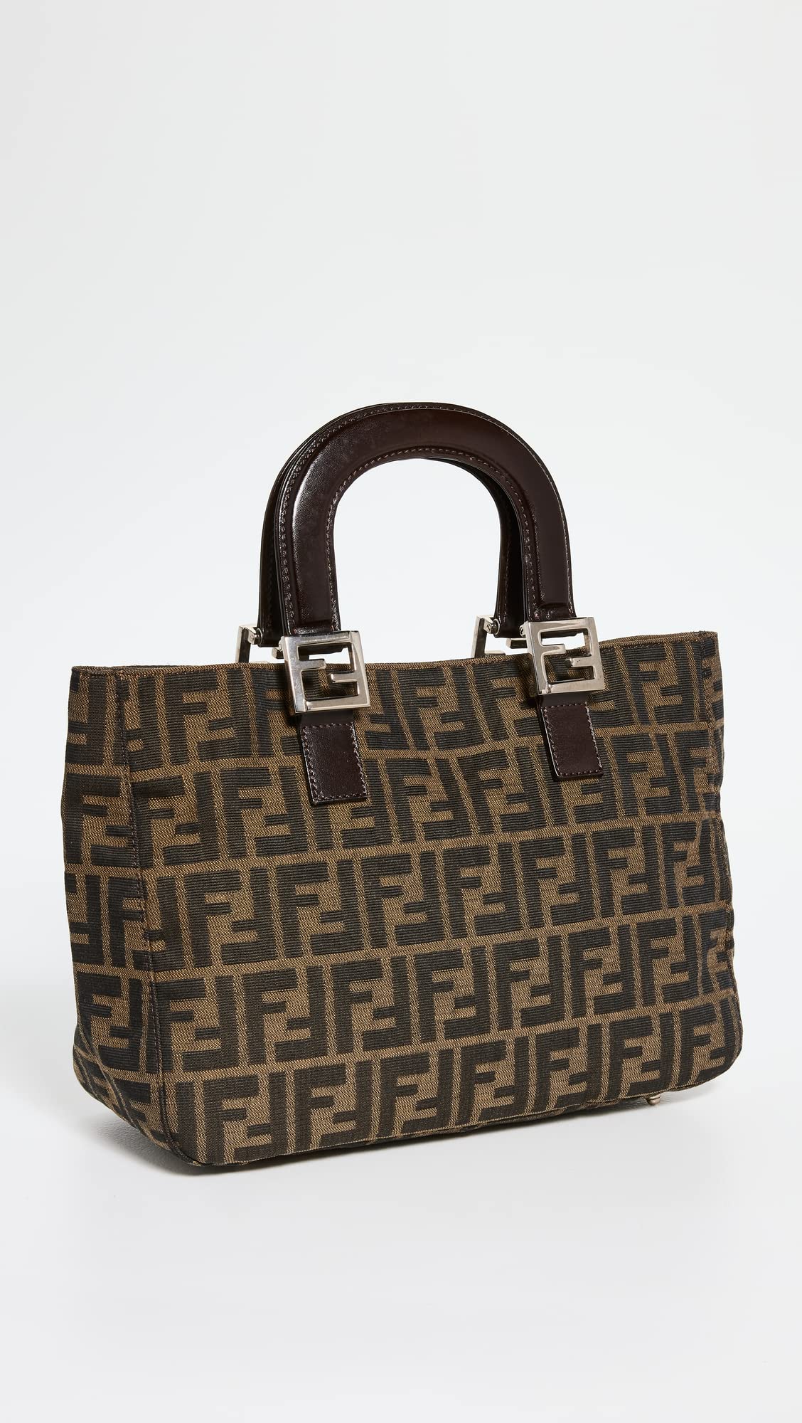 FENDI Women's Pre-Loved FF Top Handle Tote, Zucca, Brown, One Size