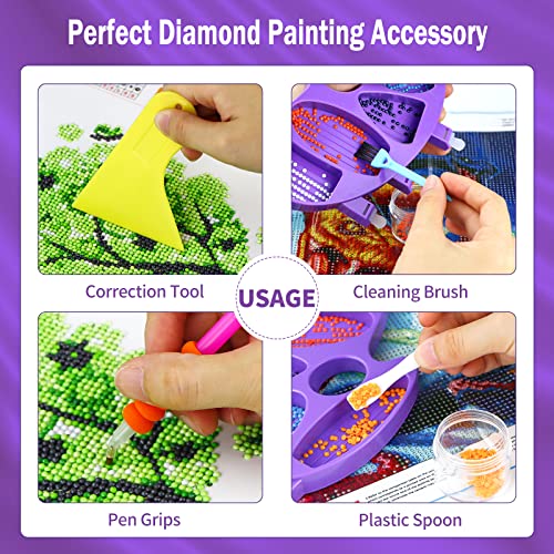 Palette Diamond Painting Tray Kits, WJCJTJL 5 Section Palm Organizer, Accessories & Tools for Glitter Rhinestones/5D Embroidery/Bead Storage/DIY Art
