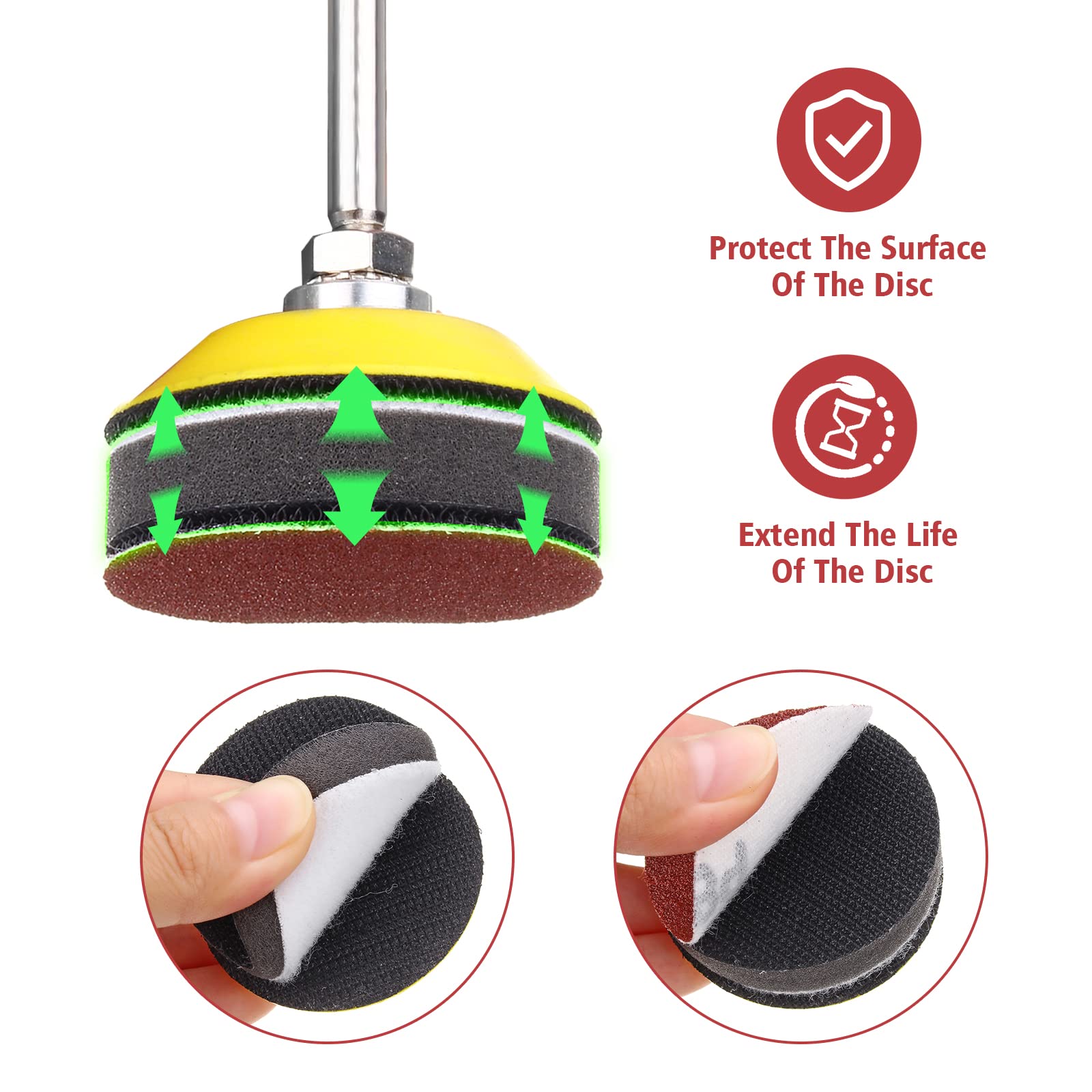 DRILLPRO 120pcs 2 Inch Sanding Discs Pad with 1/4'' Shank Backer Plate and 2pcs Sponge Cushions for Drill Grinder Rotary Tools 60-3000 Grit Sandpapers