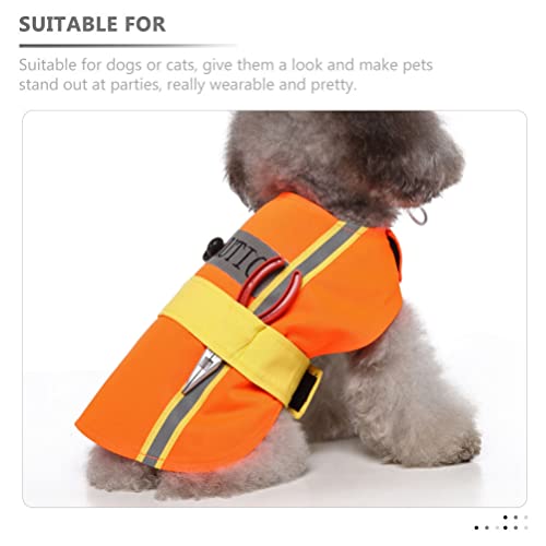 POPETPOP Dog Reflective Vest Construction Worker Pet Costume Christmas Outfits High Visibility Dogs Clothes for Large Medium Small Dogs Cats Costumes S