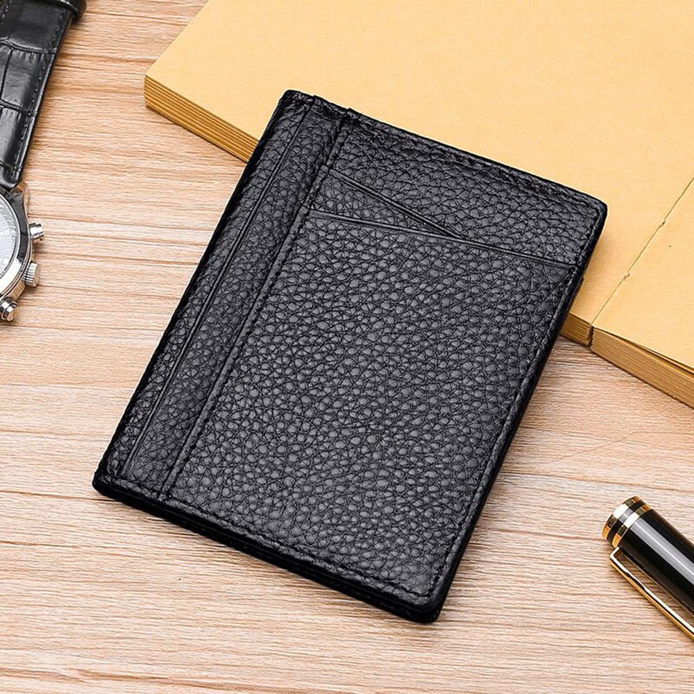 Dorras Front Pocket Minimalist Leather Slim Wallet, Bifold Credit Card Holder With ID Window
