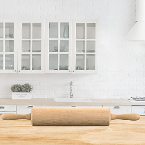 Fackelmann Rolling Pin Wooden with Bearings, Brown, 2.36" x 17.32"