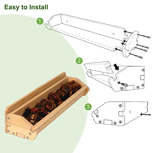 Natural Bamboo Small Animal Feeder Box, Hanging Rabbit Food Bowl, Chinchilla Cage Feeder Bowl, Feed Box for Chinchilla, Guinea Pig, Rabbit