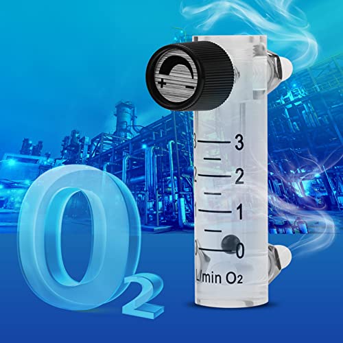 Gas Flowmeter, 0-3LPM Flow Meter Acrylic Transparent Gas Regulator with Control Valve for Measuring Controlling Oxygen Air Gas