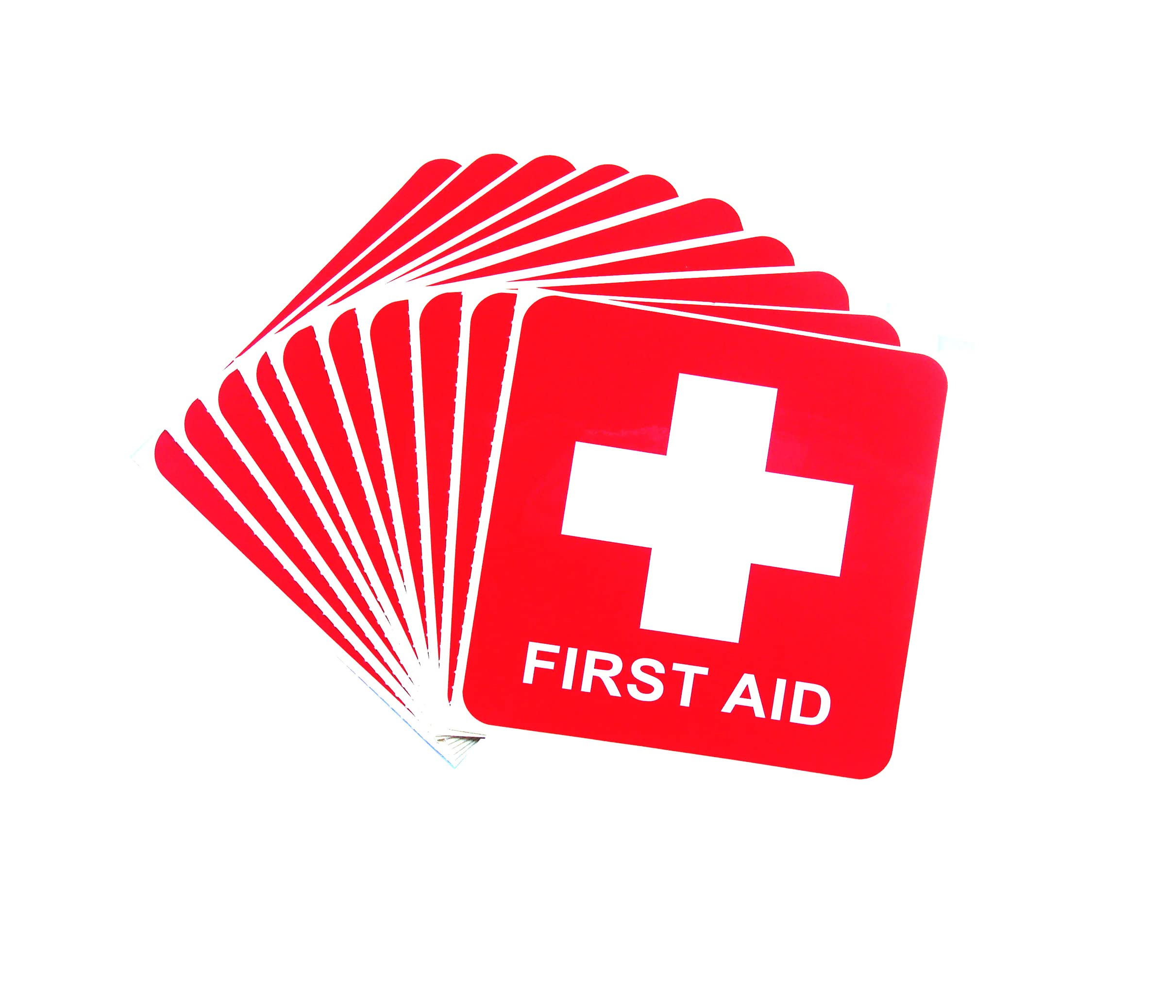 HAISDA Waterproof First Aid Kit Stickers Decal Emergency Symbol Logo Labels, Hospital Ambulance Safety Signs, Size: 2.8" x 2.8", Vinyl Wall Sticker, Pack of 10