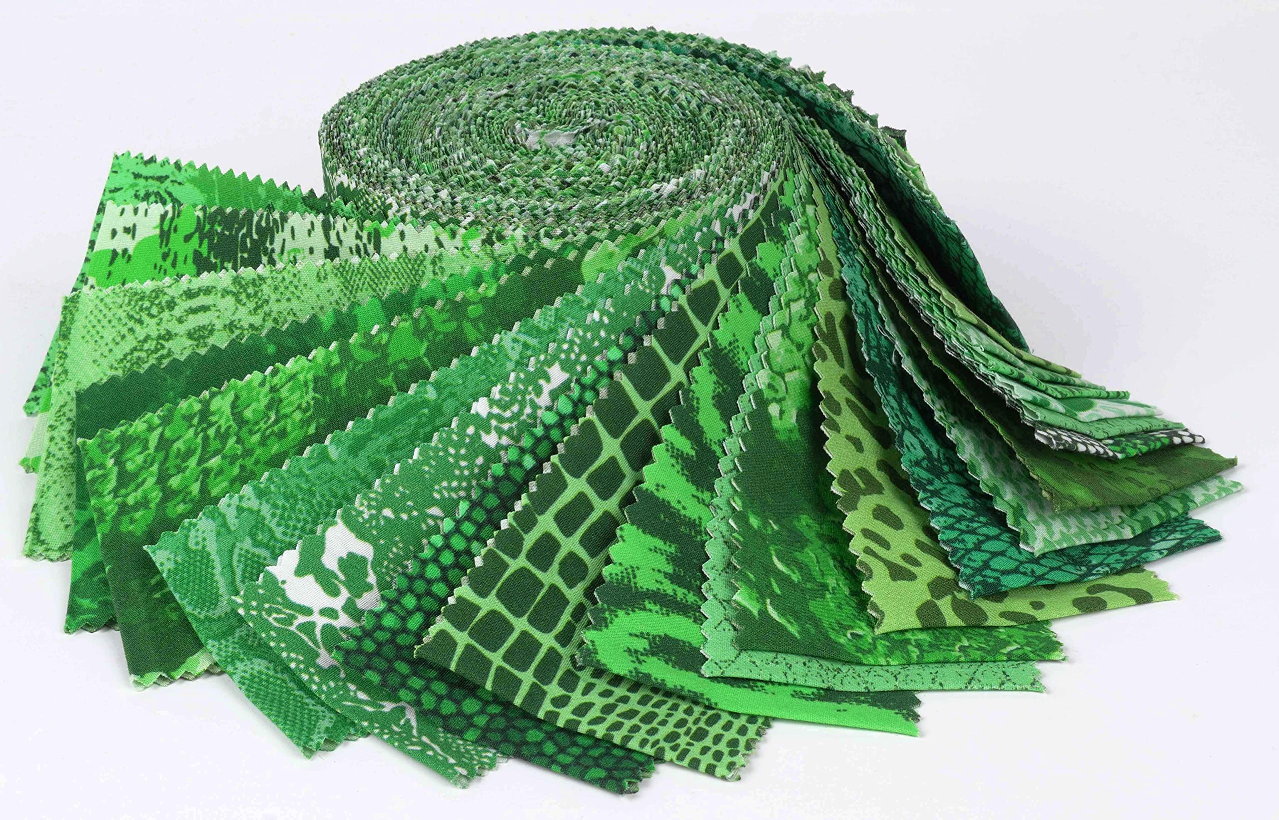 Soimoi 40Pcs Tie Dye Print Cotton Precut Fabrics for Quilting Craft Strips 2.5x42inches Jelly Roll - Green