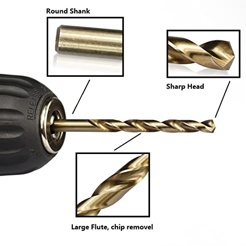 GRUNI 1.0-13mm M35 Cobalt Coated Twist Drill Bit Wood/Metal Hole Round Shank Gun Drill Bit 1Pcs (Size : 5.2mm, Color : 1pc)