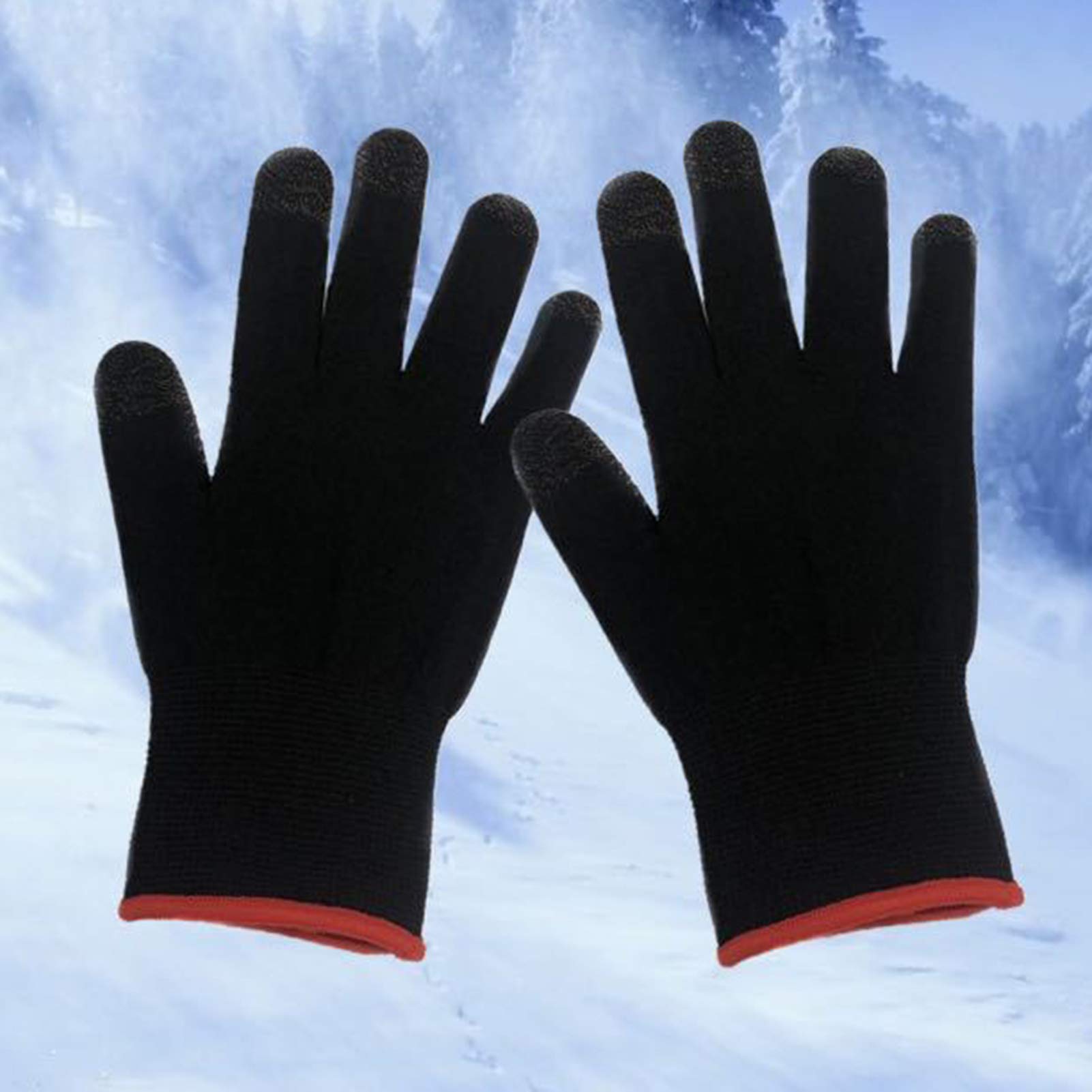 Gaweb 2Pcs Gaming Gloves for Mobile Phone Games, Warm Breathable Touch Screen Gaming Finger Sleeve Kit Black 1size