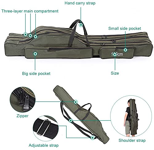 doorslay Fishing Rod Carrier Canvas Fishing Pole Tools Storage Bag Travel Carry Case Bag, Portable Folding, Durable Canvas
