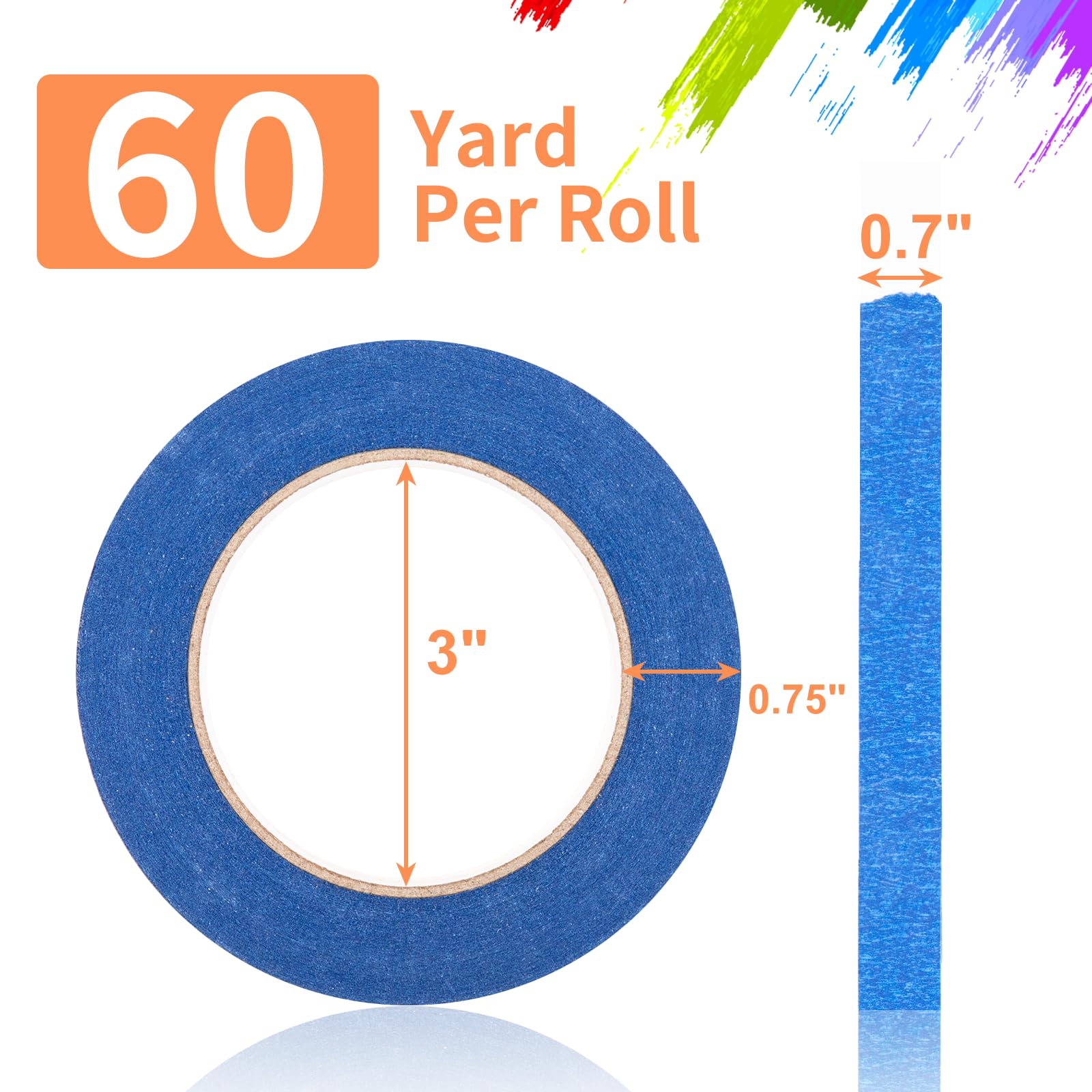 KICNIC Blue Painter's 1 Roll, Multi Surface Masking Tape 0.7 Inch x 60 Yard, Painting and Decoration Supplies, Indoor and Outdoor Use
