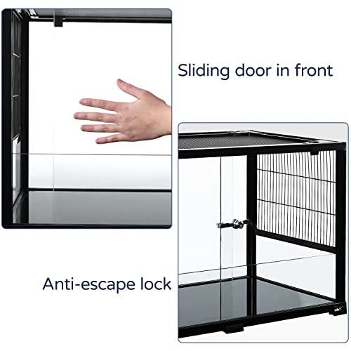 OIIBO Glass Hamster Cage 40 Gallon Large Hamster Cage with Sliding Front Door, 32" L x 16" W x 18" H Chew-Proof Small Animal Cage for Dwarf Syrian Hamster Hedgehog Gerbils Guinea Pigs