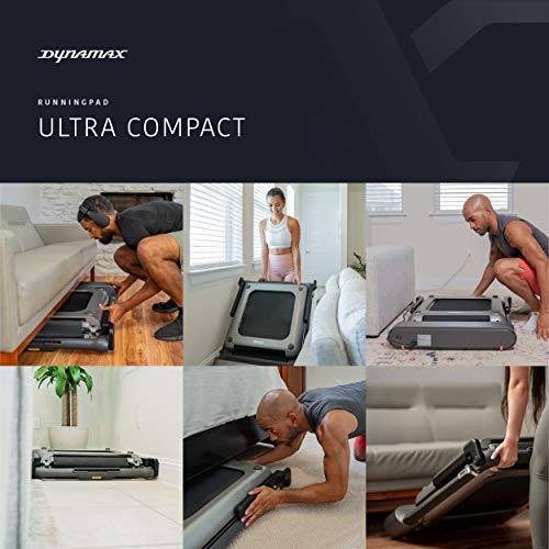 Dynamax RunningPad - Black Compact Running Walking Treadmill with Foldable Handrail & LED Console for Speed, Time, Distance Mini Quiet Treadmill with Workout App for Home/Office