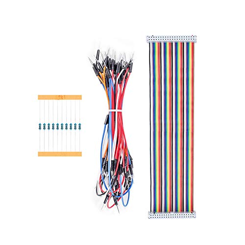 DAOKI GPIO Breakout Kit Expansion Board for Raspberry Pi 3 4 3B+ 3B 2B B+ A+ Zero w Kit, 830 Tie Points Solderless Breadboard + GPIO T/U Type Expansion Board + Jumper Wires + Rainbow Ribbon Cable