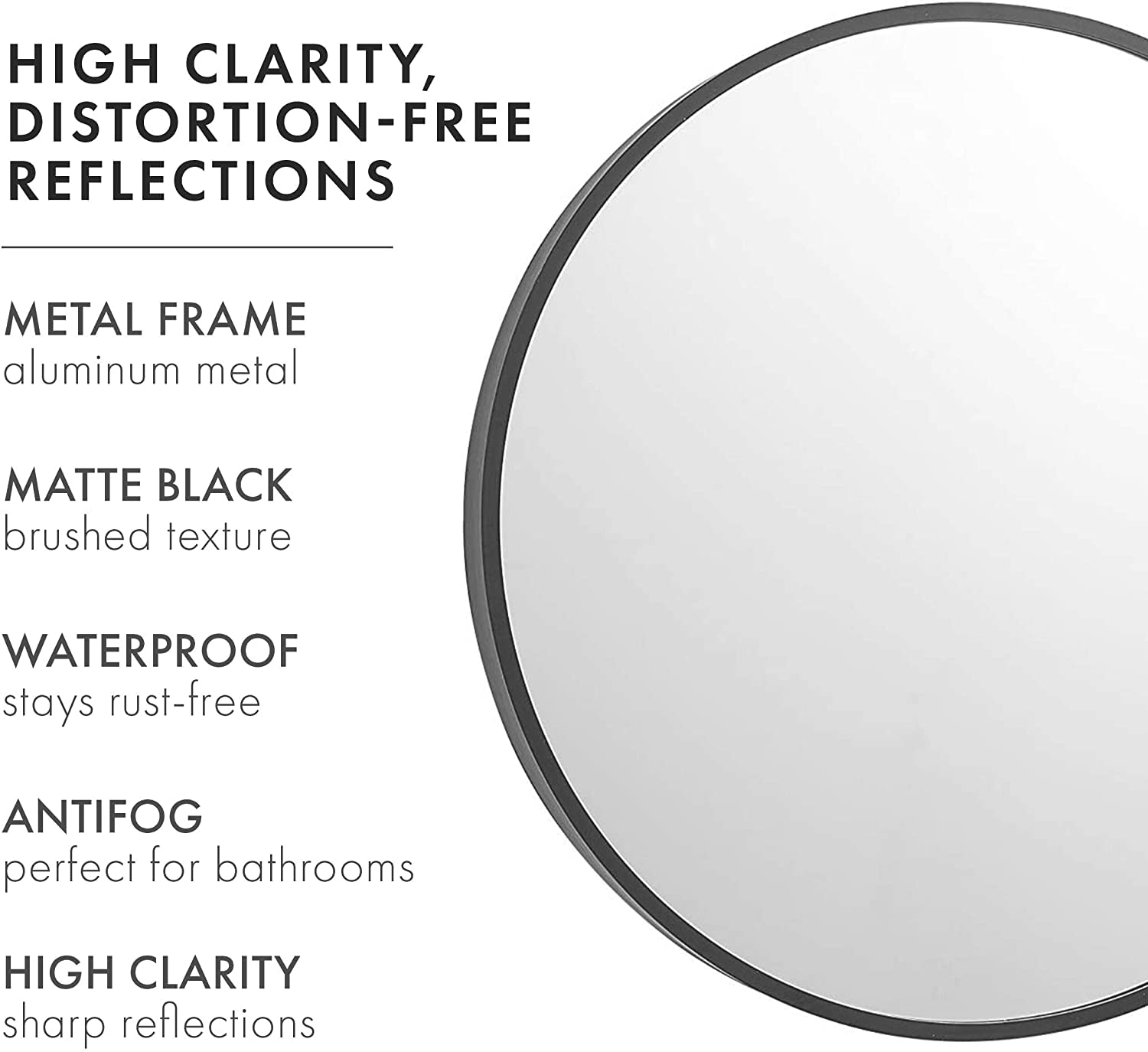 SHERBECK Black Round Bathroom Mirror Circle Wall Mirror 24X24 Wall Mounted Mirror for Living Room,Bedroom,Entryways Vanity(Black,24")