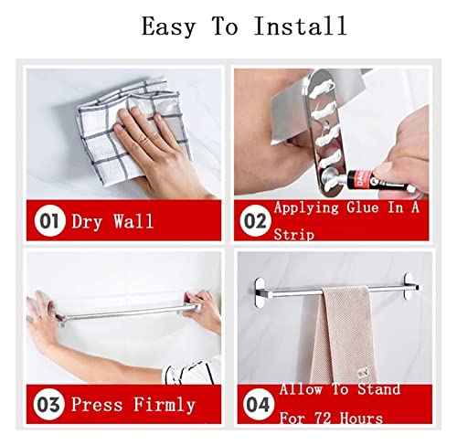 Towel BAR Rack Stainless Steel Chrome Towel Rack,Wall Mounted Towel Rails Bathroom Bar,Kitchen Toilet Towel Holder,No Drilling/50Cm (Size : 40Cm)
