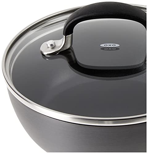 OXO Good Grips 1QT and 2QT Saucepan Pot Set with Lids, 3-Layered German Engineered Nonstick Coating, Stainless Steel Handles with Nonslip Silicone, Black
