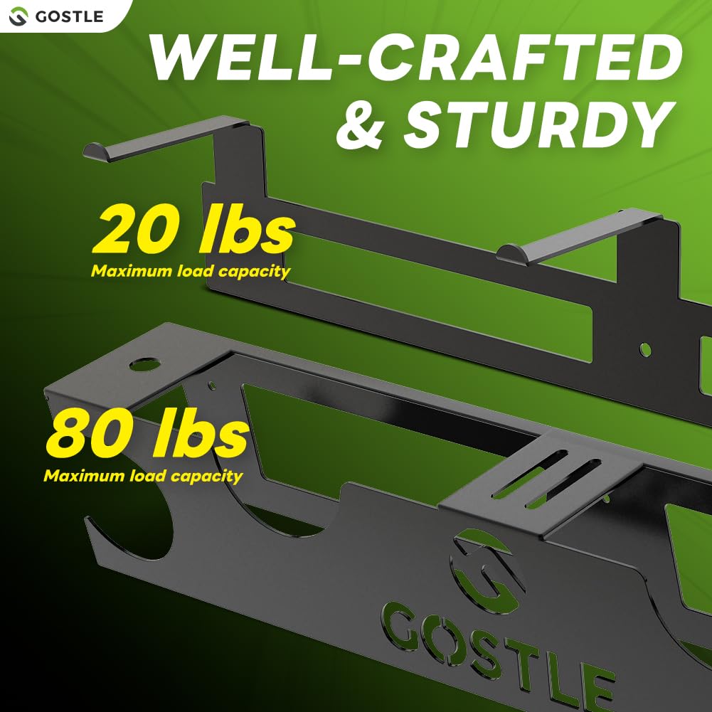 gostle 2 Bay Angle Grinder Holder with Discs Hook Rack, Grinders Power Tools Holder Storage Rack, Wall Mount Organizer Bracket for Cutters Polishers with Cord Hanger and Hooks