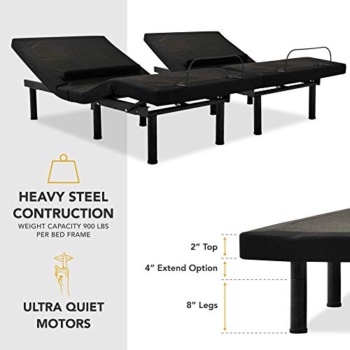 DynastyMattress DM9000F Adjustable Bed-Frame Base, HEADTILT-LUMBAR Split King - Electric Beds Remote Control and Twin XL, Queen, & King Size Bed