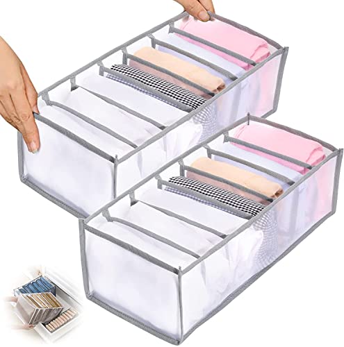 YZYANZI Socks Pants T-shirts Clothes Drawer Organizers Dividers For Drawer Folded Clothes Clothing (7 Packs - 2x Socks Grid-11+ 1 x Bra Grid-6 + 2 x Underwear Grid-7 Small + 2 x Legging Grid-7 Medium)
