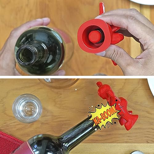 Fairly Odd Novelties Sir Mrs. Perky Novelty Wine Bottle Stopper Set, Red, One Size,