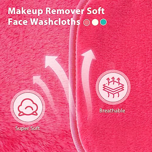 NATWAG | Reusable Update Makeup Removing Microfiber Cloth for Sensitive Skin | Washable Makeup Remover Towels | Natural Facial Cleansing Towels (6βx 6β, 12 Pack/Pink)