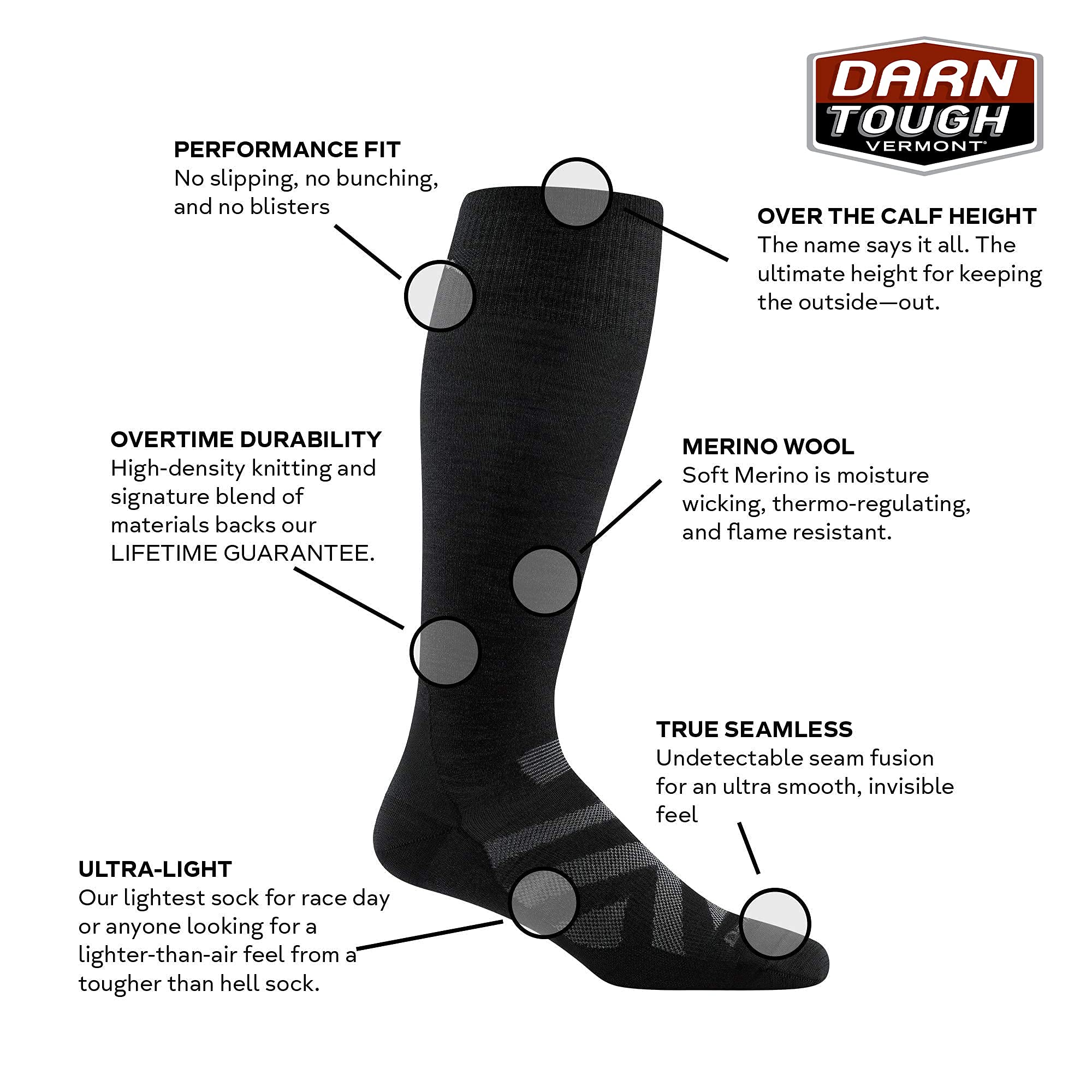 Darn Tough 8001-N-9018-04 RFL OTC Ultra-Lightweight Eclipse Medium