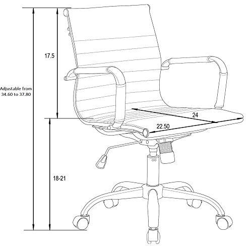 LeisureMod Harris Modern Adjustable Swivel Leather Task Office Chair, Navy Blue